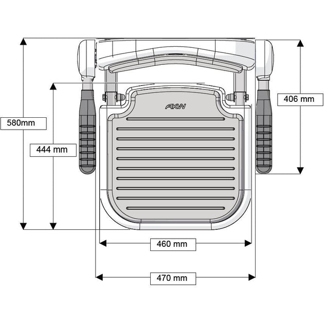 AKW 3000 Series Shower Seat with Grey Padded Back and Arms