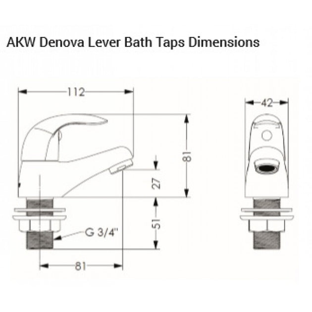 AKW Denova Lever Bath Taps (pair)