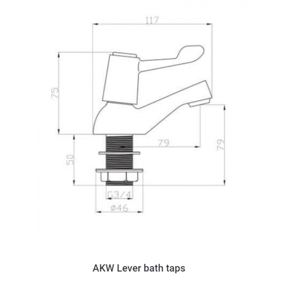 AKW Lever Handle Bath Taps (Pair)
